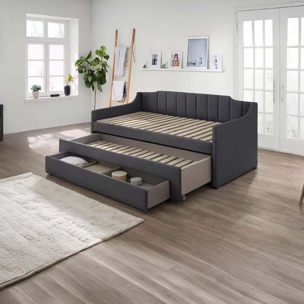 Michigan Single Size Bedframe with Pull-Out Bed & Drawer Storage ...